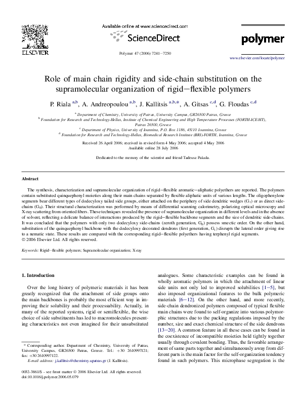 (PDF) Role of main chain rigidity and side-chain substitution on the ...