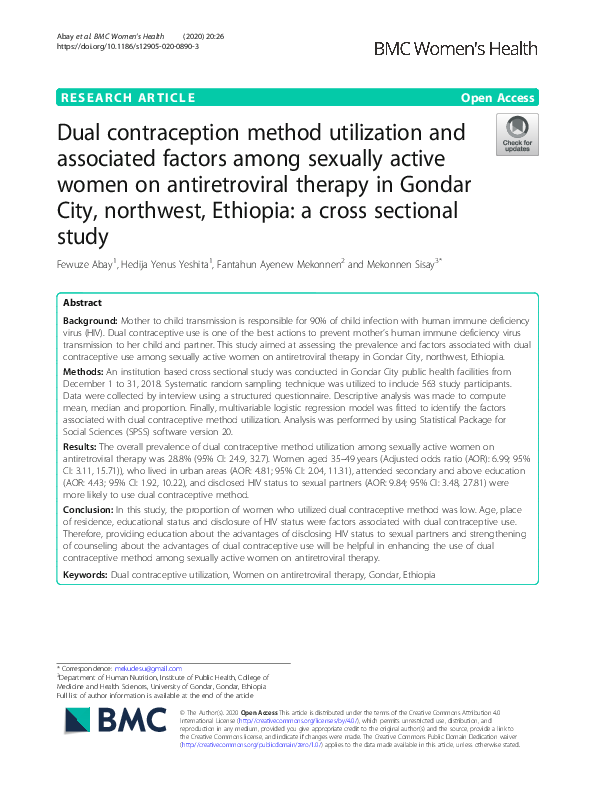 (PDF) Dual contraception method utilization and associated factors ...