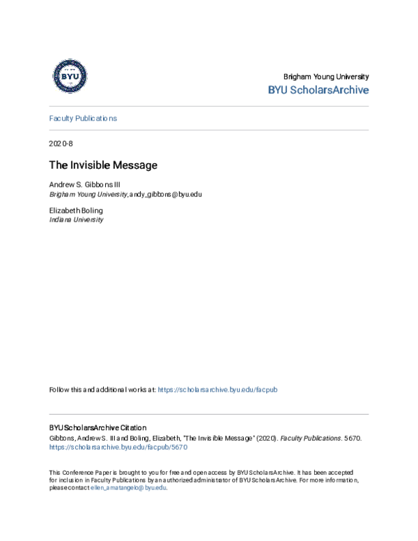 (PDF) The Invisible Message