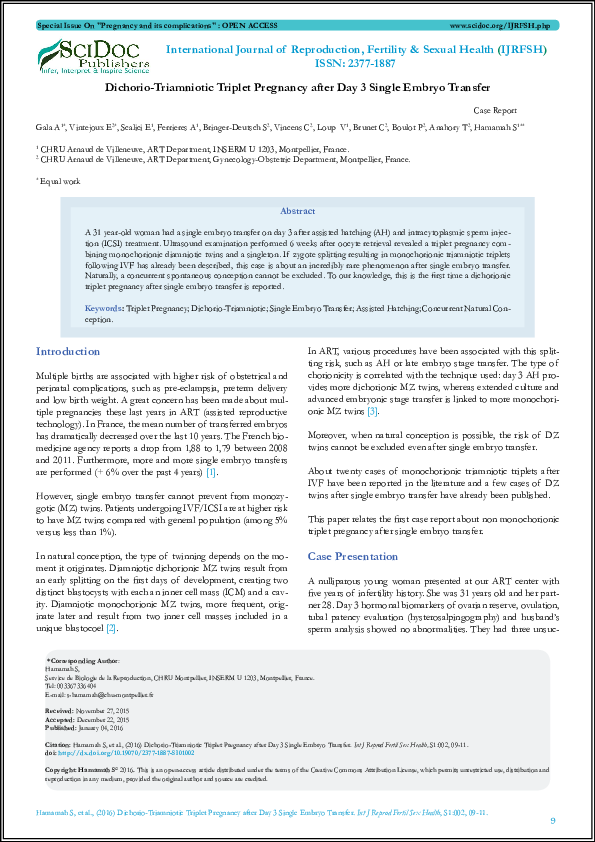 (PDF) Dichorio-Triamniotic Triplet Pregnancy after Day 3 Single Embryo ...