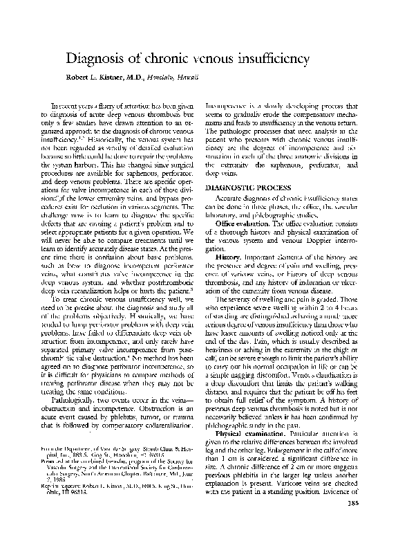 (PDF) Diagnosis of chronic venous insufficiency | Robert Kistner ...