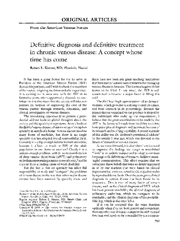 (PDF) Definitive diagnosis and definitive treatment in chronic venous ...
