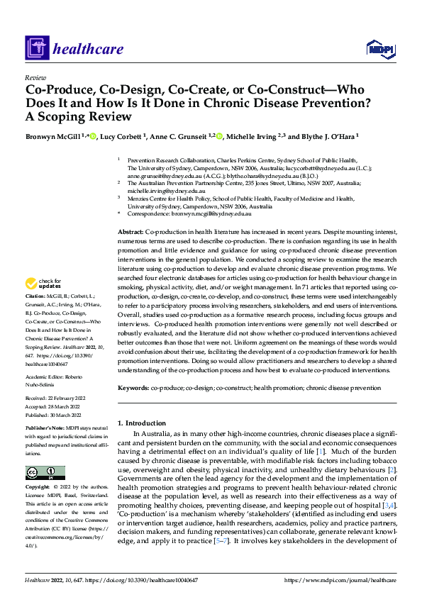 (PDF) Co-Produce, Co-Design, Co-Create, or Co-Construct—Who Does It and ...