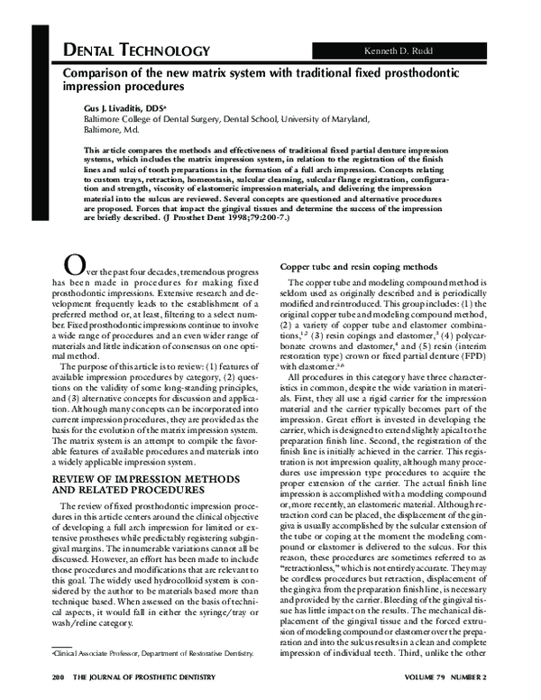 (PDF) Comparison of the new matrix system with traditional fixed ...