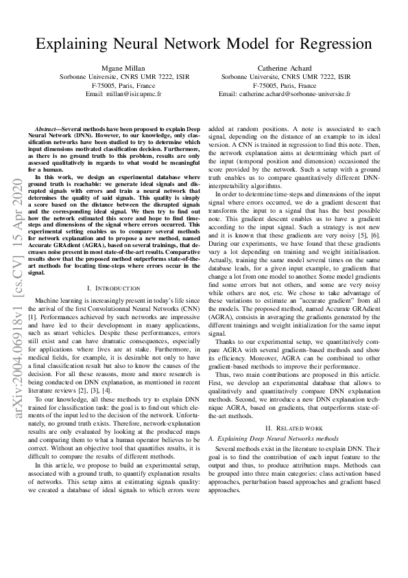 (PDF) Explaining Regression Based Neural Network Model