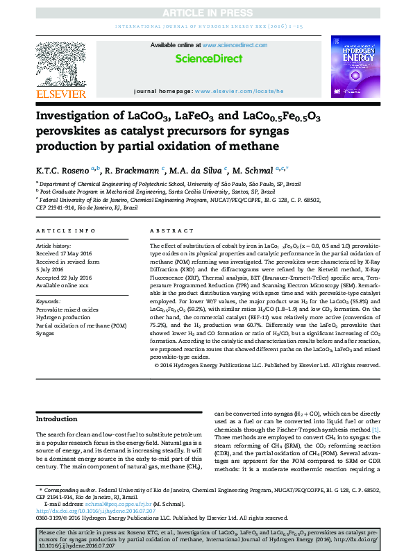 (PDF) Investigation of LaCoO3, LaFeO3 and LaCo0.5Fe0.5O3 perovskites as ...