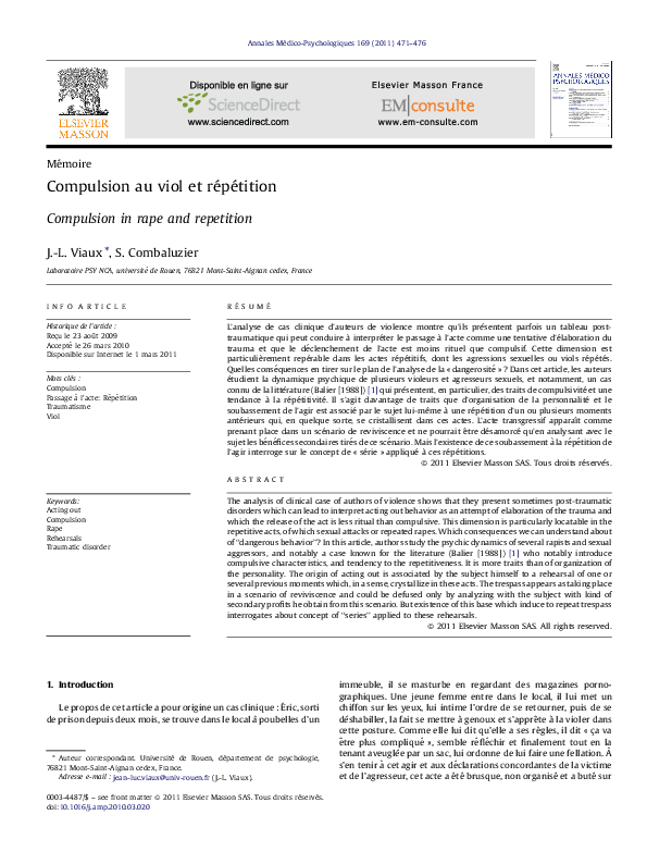 (PDF) Compulsion au viol et répétition