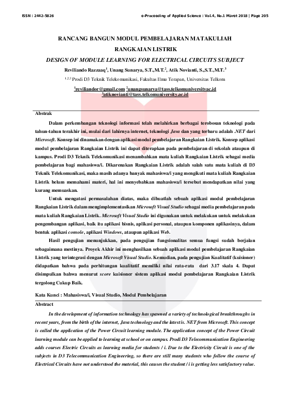 (PDF) Rancang Bangun Modul Pembelajaran Matakuliah Rangkaian Listrik | Unang Sunarya - Academia.edu