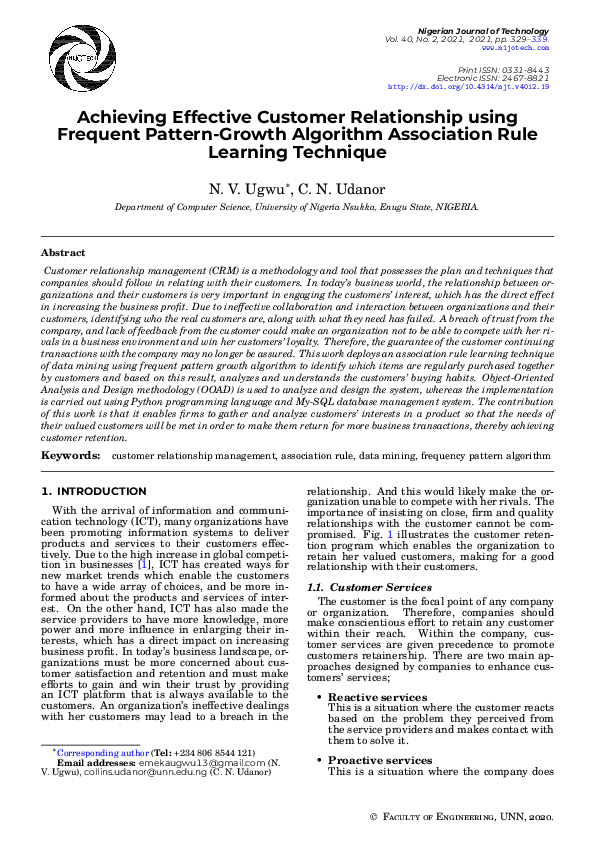 (PDF) Optimizing CRM with Frequent Pattern Growth