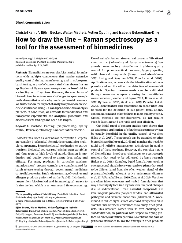 (PDF) How to draw the line – Raman spectroscopy as a tool for the ...
