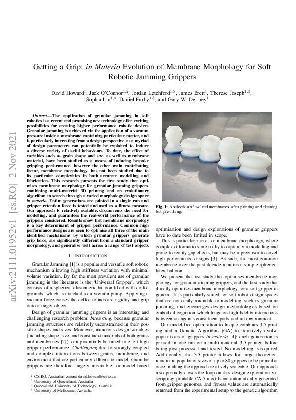 Pdf Getting A Grip In Materio Evolution Of Membrane Morphology For Soft Robotic Jamming