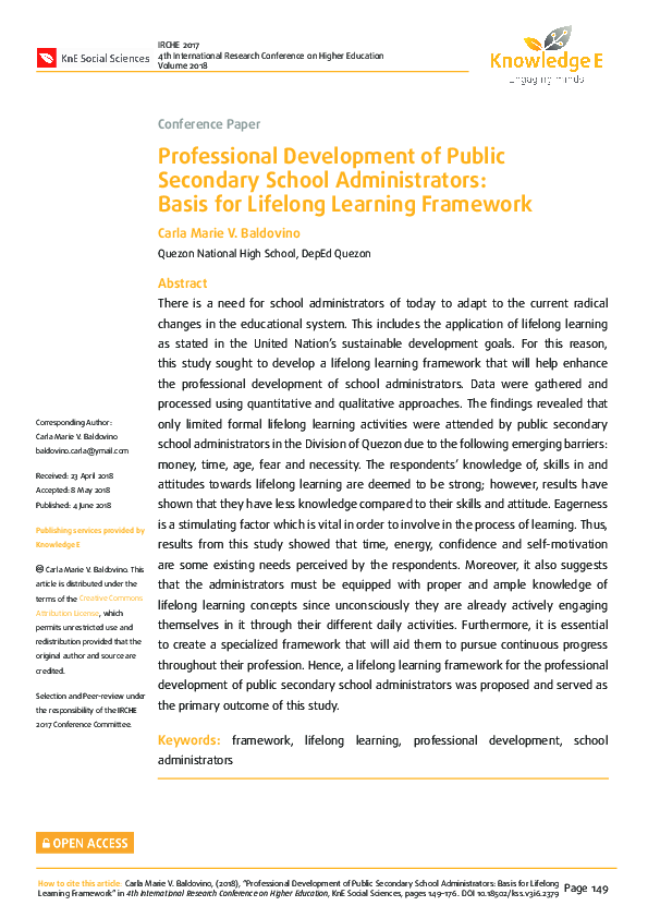 (PDF) Professional Development of Public Secondary School Administrators: Basis for Lifelong ...