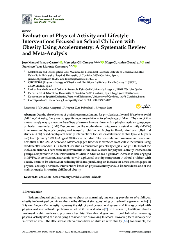 (PDF) Evaluation of Physical Activity and Lifestyle Interventions Focused on School Children ...