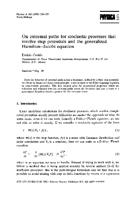 (PDF) On extremal paths for stochastic processes that involve step potentials and the ...