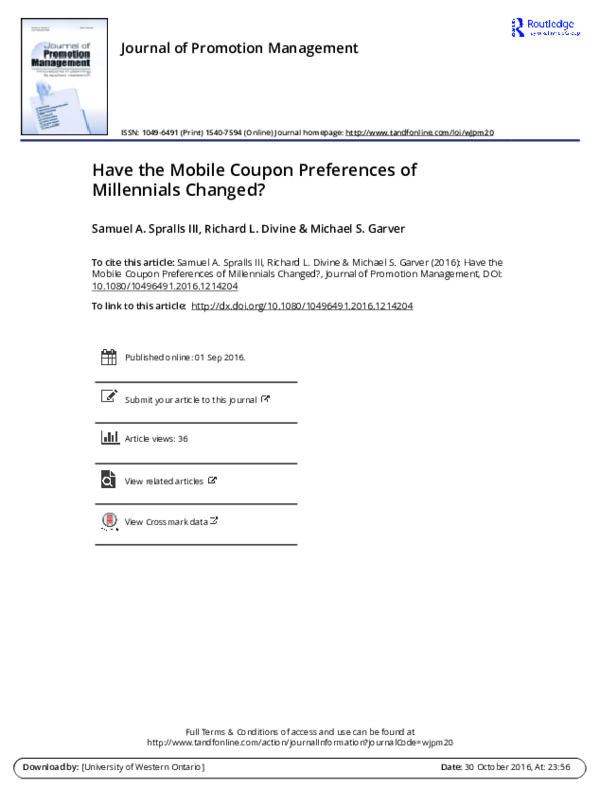 (PDF) Have the Mobile Coupon Preferences of Millennials Changed?