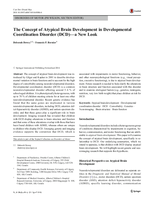 (PDF) The Concept of Atypical Brain Development in Developmental ...
