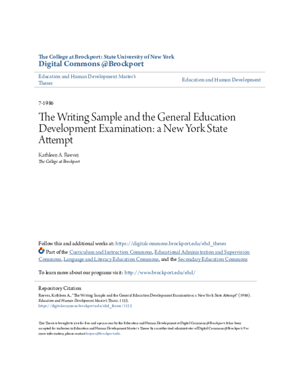 (PDF) The Writing Sample and the General Education Development ...