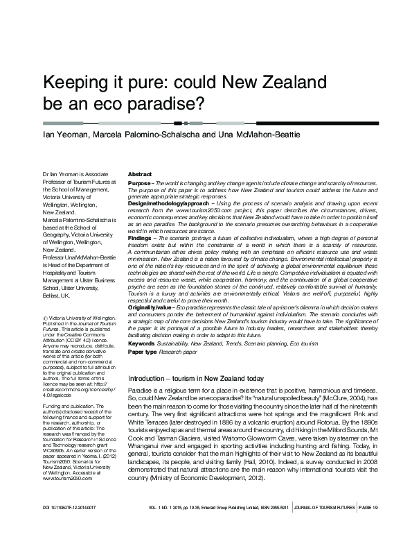 (PDF) Keeping it pure: could New Zealand be an eco paradise?