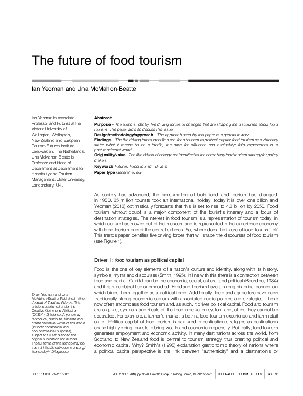 (PDF) The future of food tourism