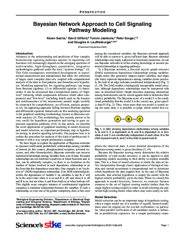 (PDF) Bayesian Network Approach to Cell Signaling Pathway Modeling ...