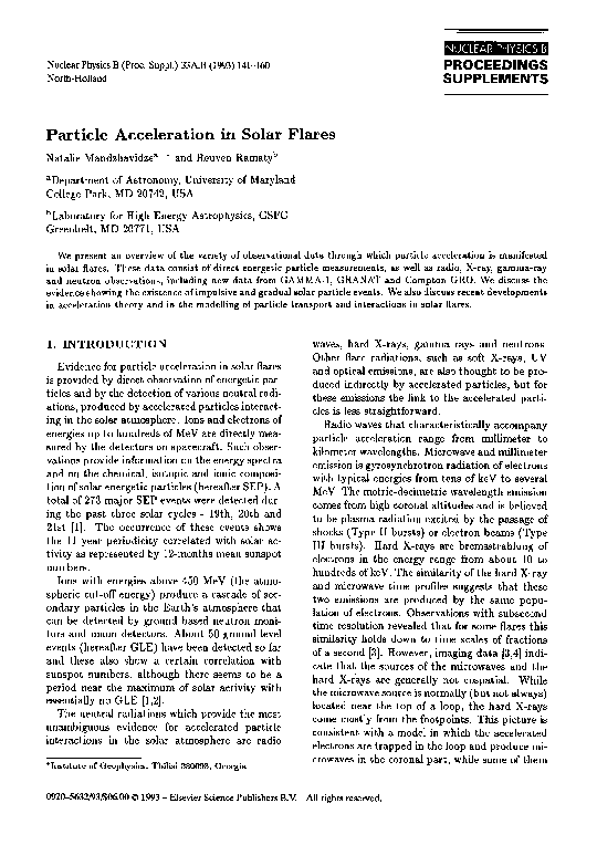 (PDF) Particle acceleration in solar flares