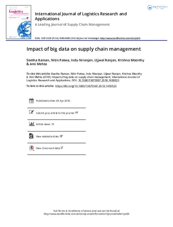 Pdf Impact Of Big Data On Supply Chain Management 2638