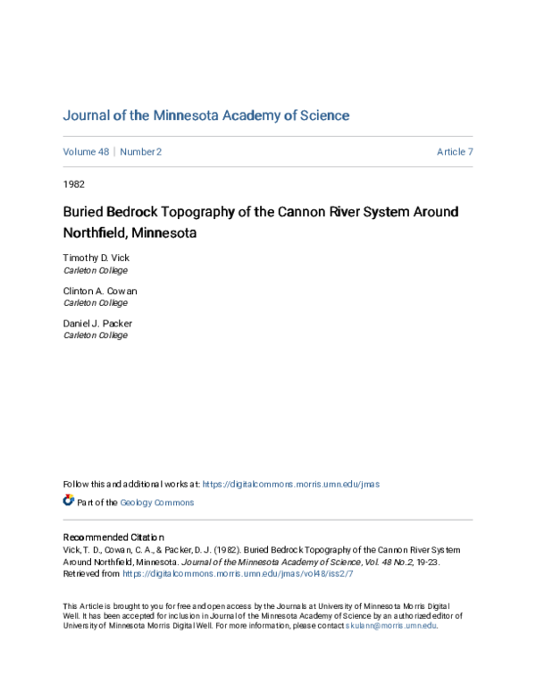 (PDF) Buried Bedrock Topography of the Cannon River System Around ...