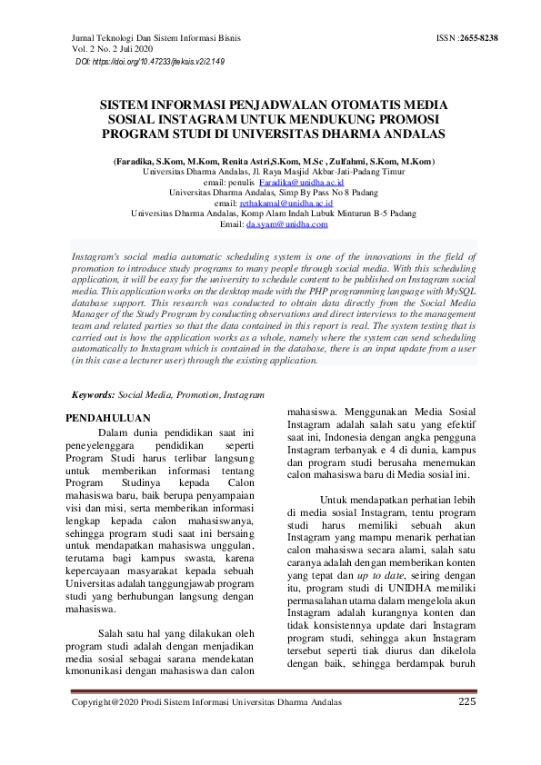 (PDF) Sistem Informasi Penjadwalan Otomatis Media Sosial Instagram ...