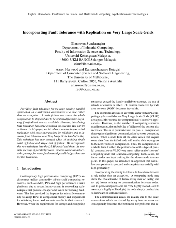 (PDF) Incorporating Fault Tolerance with Replication on Very Large Scale Grids