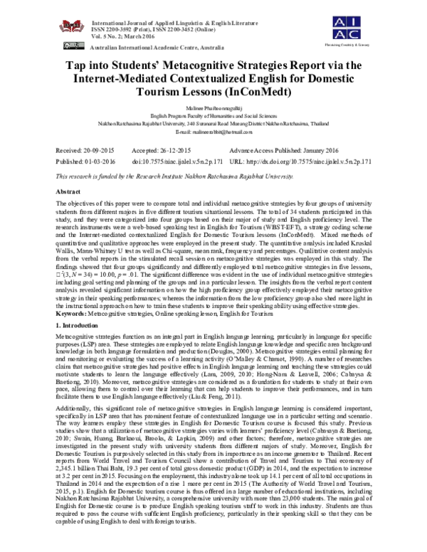 (PDF) Tap into Students’ Metacognitive Strategies Report via the ...