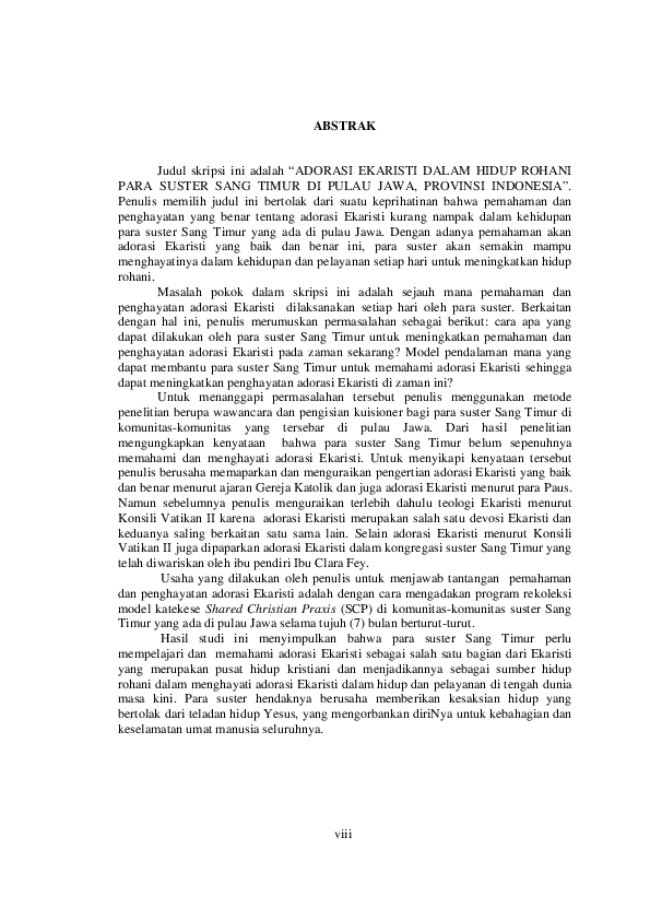 (PDF) Adorasi Ekaristi dalam hidup rohani para suster Sang Timur di ...
