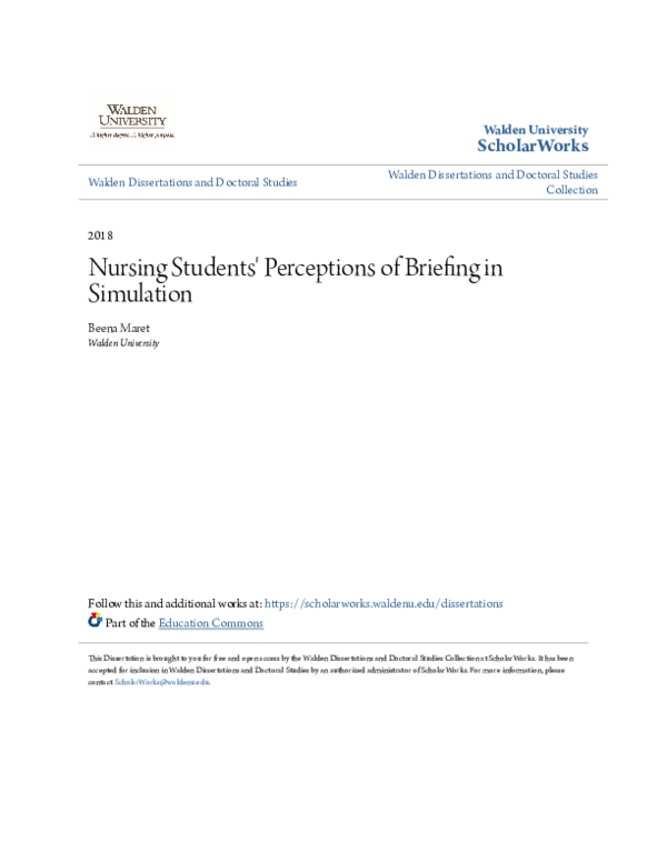 (PDF) Nursing Students' Perceptions of Briefing in Simulation
