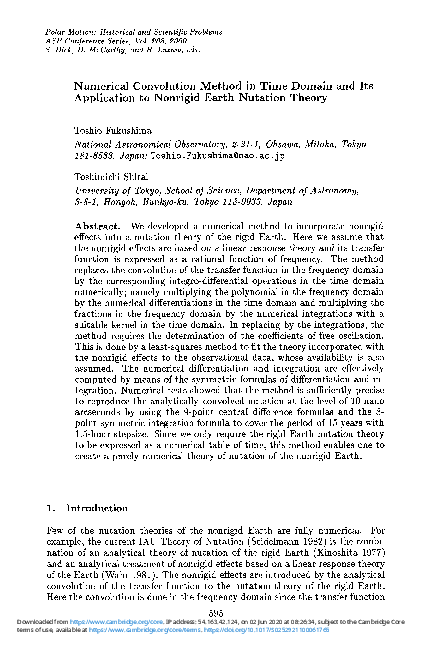 Pdf Numerical Convolution Method In Time Domain And Its Application