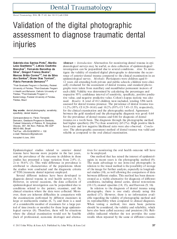(PDF) Validation of the digital photographic assessment to diagnose ...