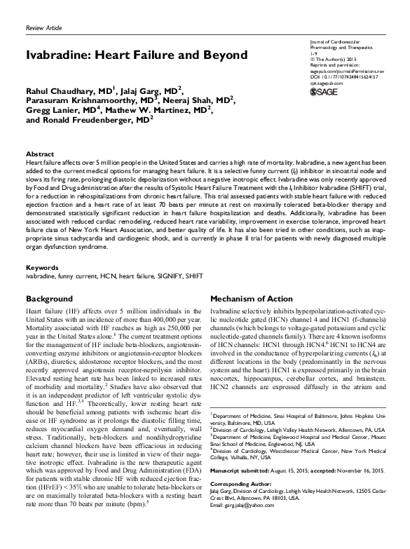 (PDF) Ivabradine: Heart Failure and Beyond