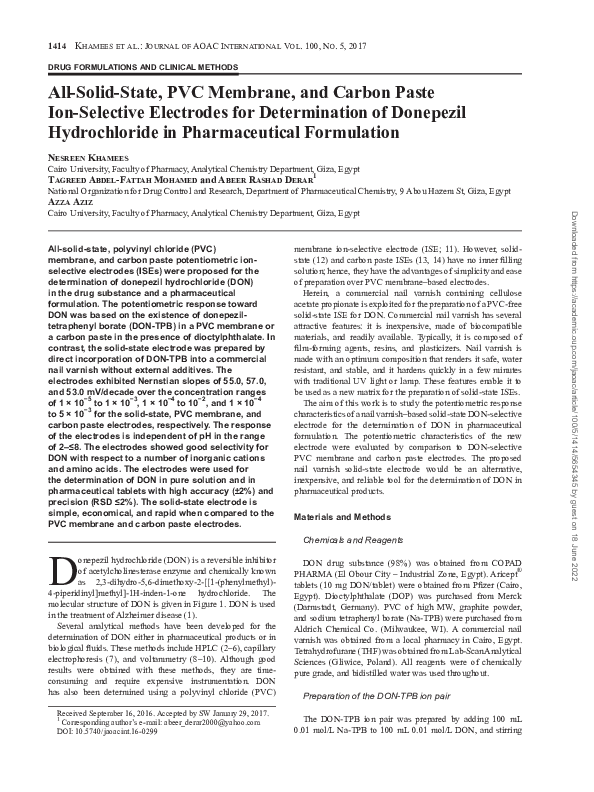 (PDF) All-Solid-State, PVC Membrane, and Carbon Paste Ion-Selective Electrodes for Determination ...