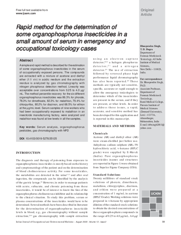 (PDF) Rapid method for the determination of some organophosphorus insecticides in a small amount ...