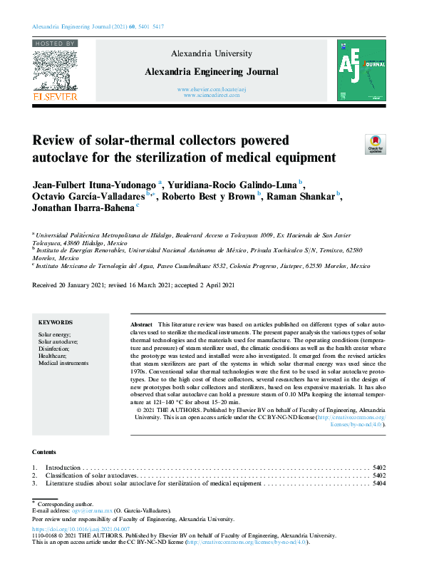 Pdf Review Of Solar Thermal Collectors Powered Autoclave For The