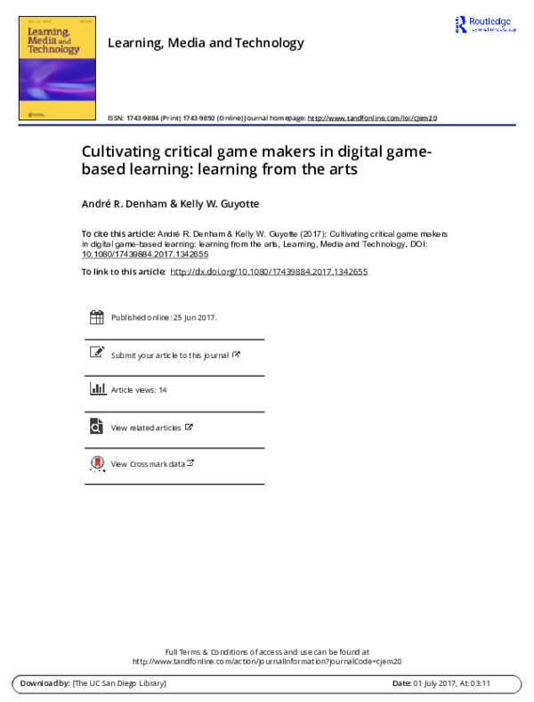 (PDF) Cultivating critical game makers in digital game-based learning ...