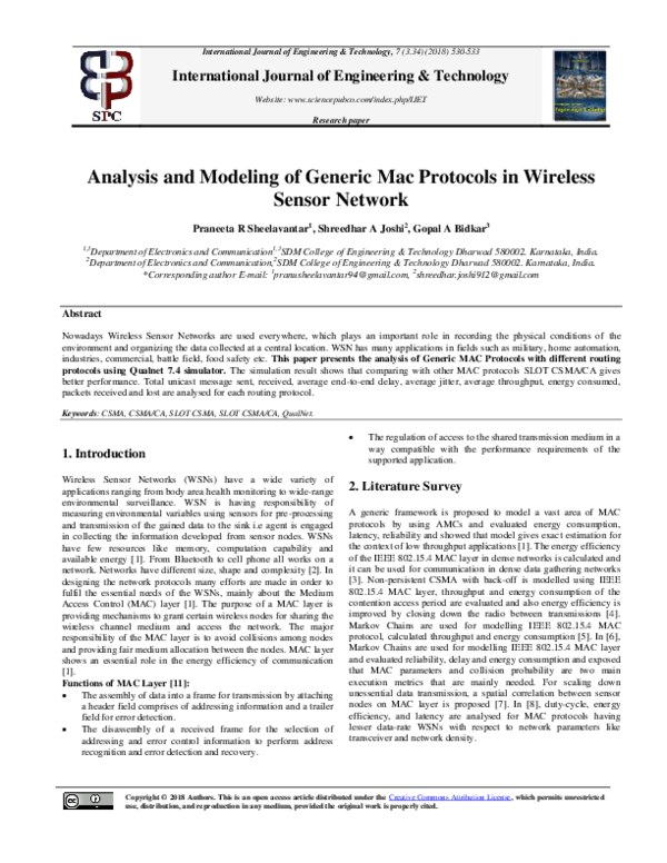(PDF) Analysis and Modeling of Generic Mac Protocols in Wireless Sensor Network | Shreedhar ...
