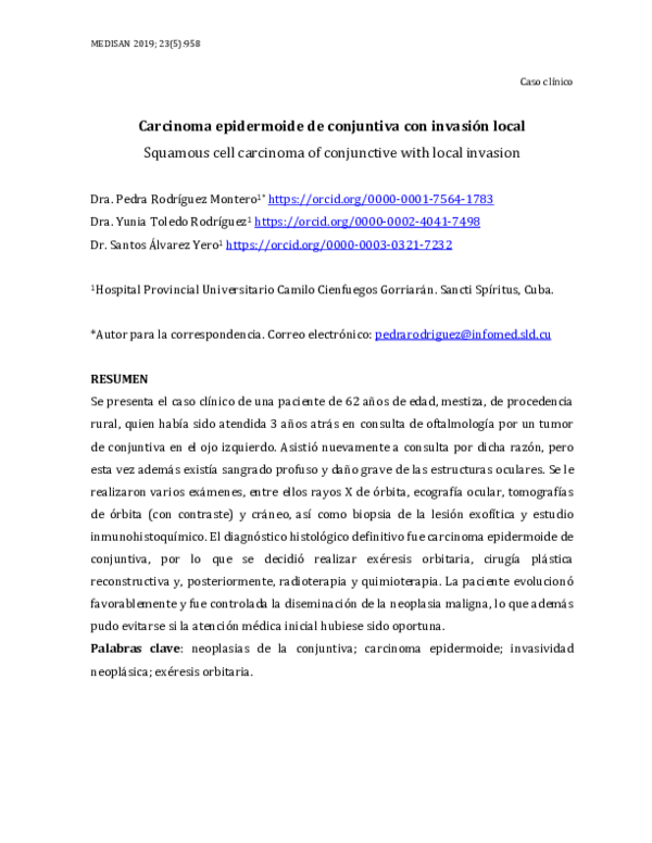 (PDF) Squamous cell carcinoma of conjunctive with local invasion