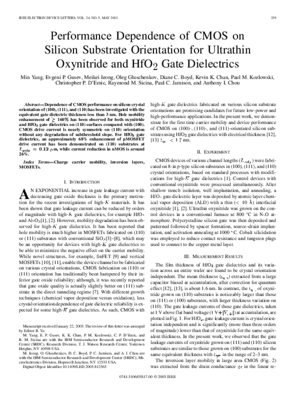 (PDF) Performance dependence of CMOS on silicon substrate orientation ...