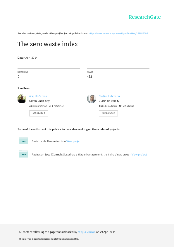 (PDF) The zero waste index: a performance measurement tool for waste ...
