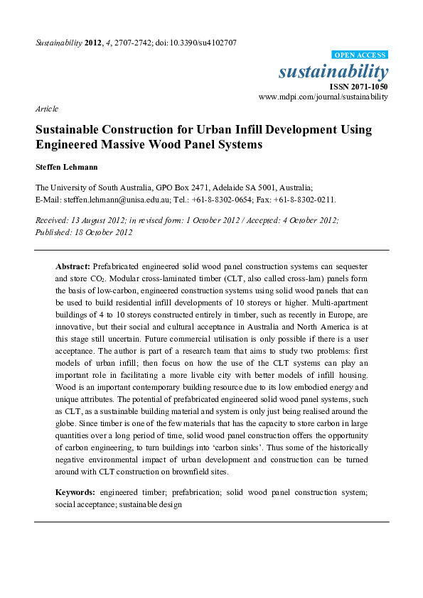 (PDF) Article Sustainable Construction for Urban Infill Development ...