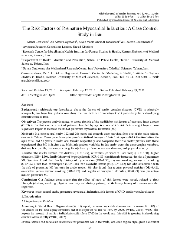 (PDF) The Risk Factors of Premature Myocardial Infarction: A Case ...