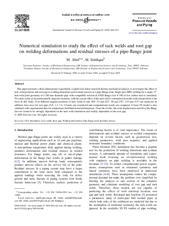 (PDF) Numerical simulation to study the effect of tack welds and root ...