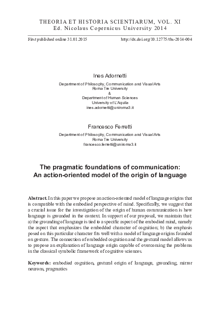 (PDF) The pragmatic foundations of communication: An action-oriented ...