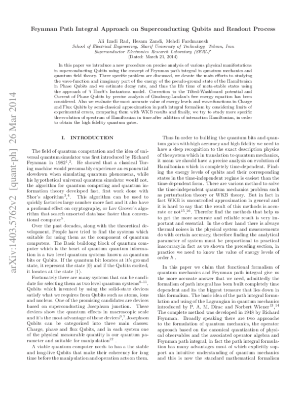 (PDF) Feynman Path Integral Approach on Superconducting Qubits and ...