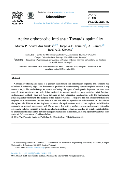 (PDF) Active orthopaedic implants: Towards optimality