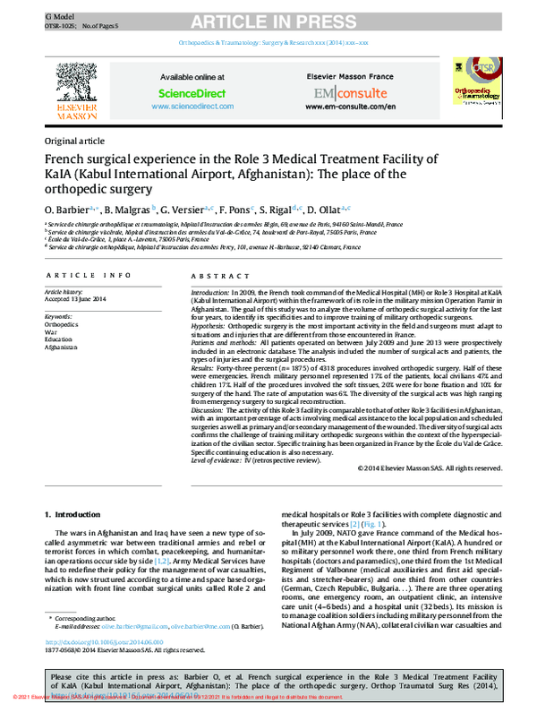 (PDF) French surgical experience in the role 3 medical treatment ...
